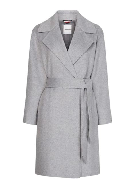 Tommy Hilfiger Wool Blend Db Belted Coat Pkh Grey Vroom Fashion Area
