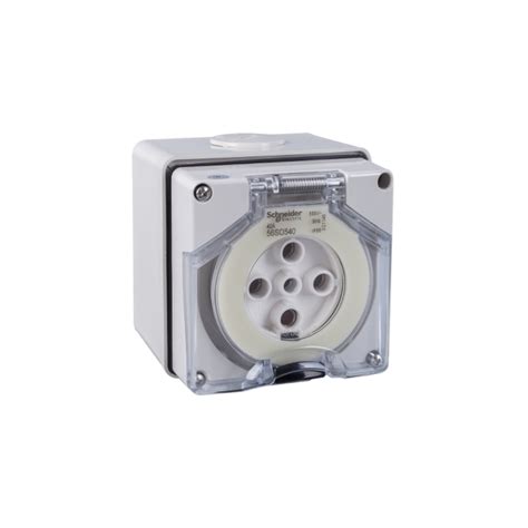 Schneider Electric S56 Surface Socket Outlet 250v 32a 3 Flat Ip56 Grey