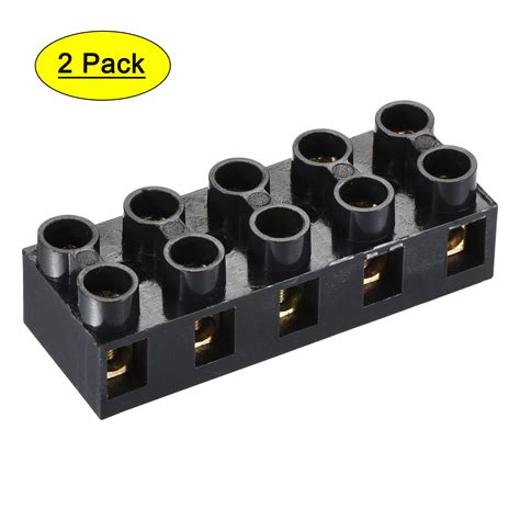 Uxcell Terminal Block 500v 10a Dual Row 5 Positions Screw Electric Barrier Strip 2 Pack