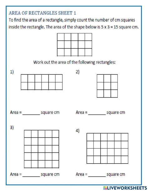 find area and perimeter of a rectangle worksheet live 52 off