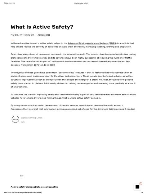 What Is Active Safety Pdf Traffic Collision Vehicles