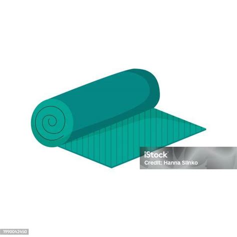 관광객 수면 매트 흰색 배경에 고립된 만화 스타일의 캠핑 양탄자 벡터 일러스트 레이 션 건강한 생활방식에 대한 스톡 벡터 아트