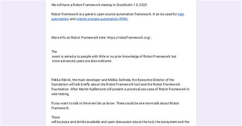Robot Framework Foundation Na Linkedin Robot Framework Stockholm