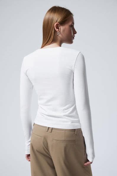 Slim Fitted Long Sleeve White Weekday Ww