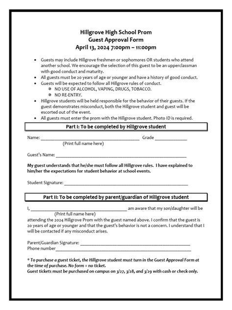 2024 Prom Guest Approval Form Pdf