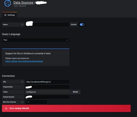 Connexion Error When Adding Datasource Type Influxdb Flux Issue
