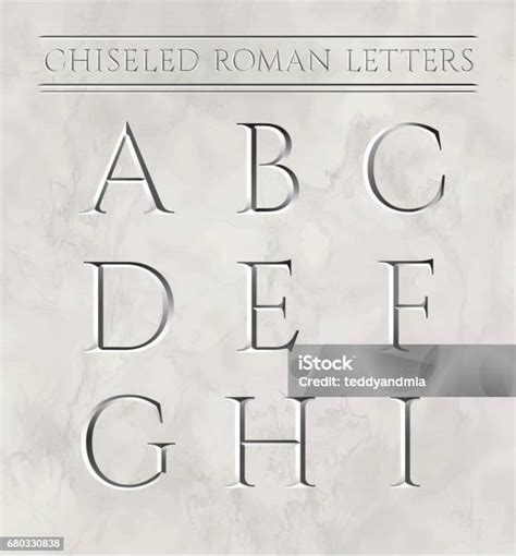 로마 문자 대리석 돌에 훤 칠하고 벡터 일러스트입니다 문자 A B C D E F G H I 컴퓨터 글자에 대한 스톡 벡터 아트 및 기타 이미지 Istock