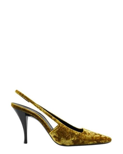 Saint Laurent Blade Slingback Pumps In Metallic Lyst