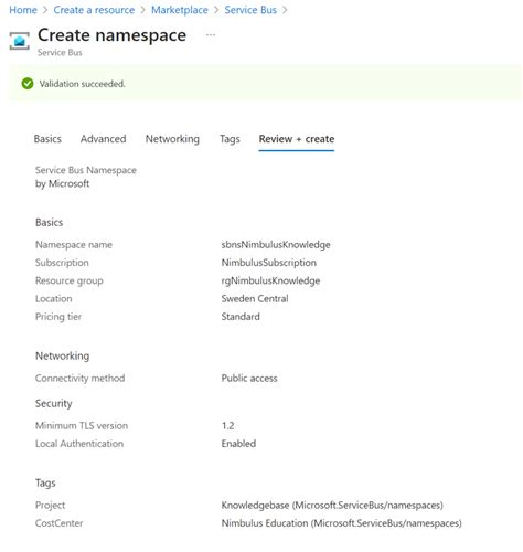 Azure Service Bus Namespace Nimbulus