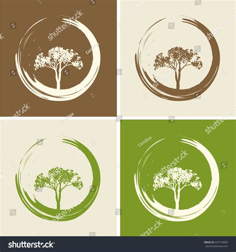 Vector Trees Set Illustration Flat Concept Stock Vector Royalty Free Shutterstock