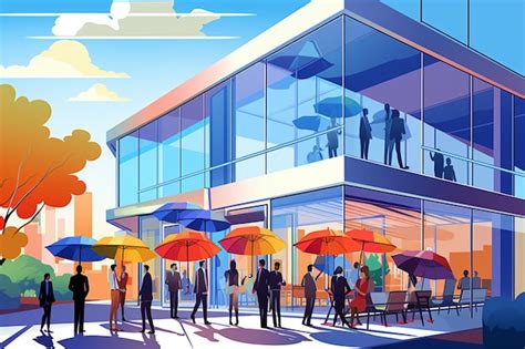 Group People Working Office Building Premium Ai Generated Vector