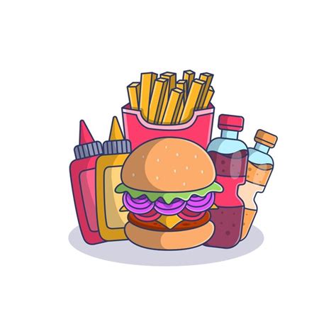 Premium Vector Burger And Drink Vector Illustration