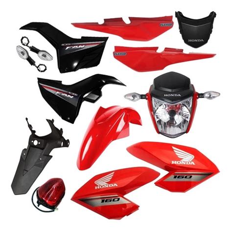 Kit Carenagem Cg Fan 160 Vermelha 2016 Adesivado Aba Tanque Shopee Brasil