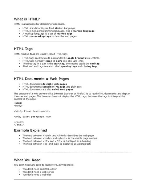 What Is Html My First Heading My First Paragraph Pdf Html