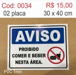 Loja Towbar Placa Prevenção de Acidentes Proibido Comer Nesta Área