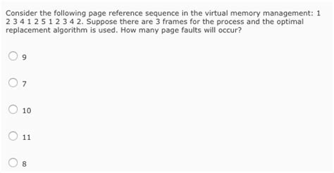 solved consider the following page reference sequence in the