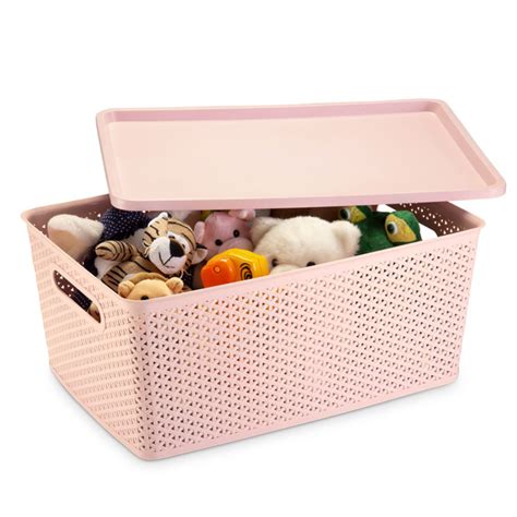 Caixa Lts Organizadora Rattan Rosa C Tampa Rs Plasnorthon Marbel Distribuidora