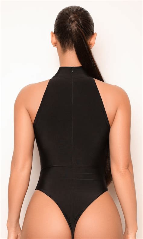 Halter Neck Cut Out Bodysuit Black Moda Glam Boutique