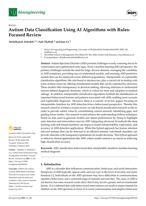 Pdf Autism Data Classification Using Ai Algorithms With Rules Focused Review