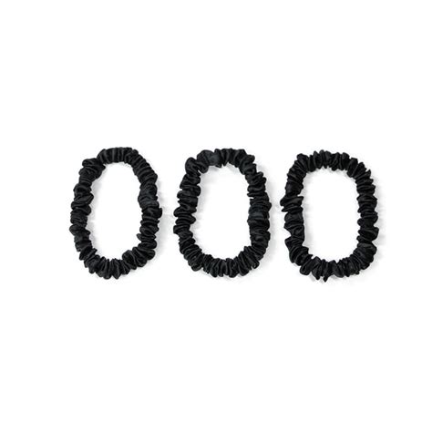 Blissy 100 Silk Skinny Scrunchies Black 100 Mulberry Silk