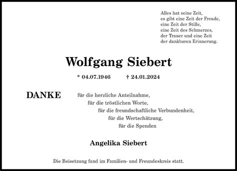Traueranzeigen Von Wolfgang Siebert Rz Trauer De