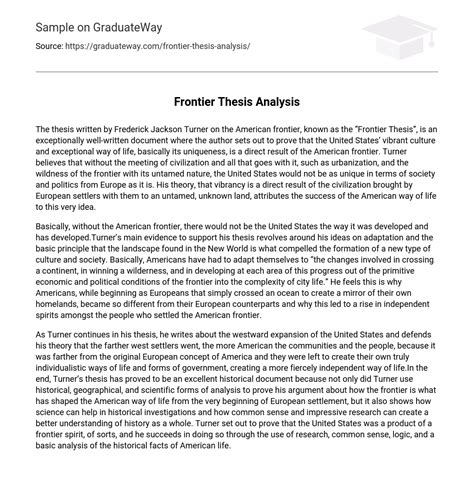 ⇉frontier Thesis Analysis Essay Example Graduateway