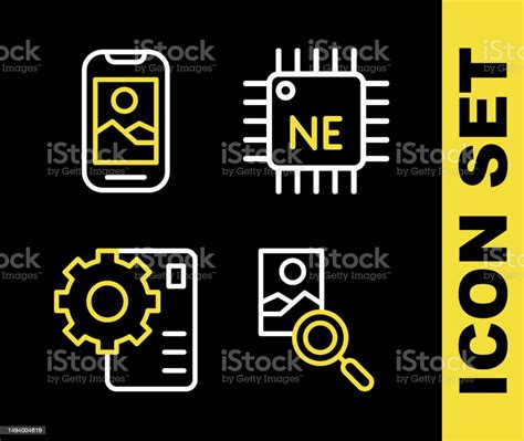 Set Line Processor Cpu Photo Retouching Neural Network And Mobile Phone