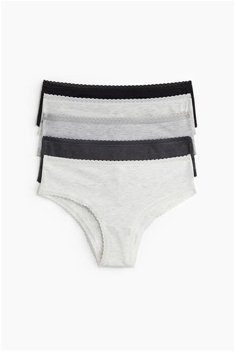 5 Pack Cotton Hipster Briefs Light Graydark Gray Melange Ladies