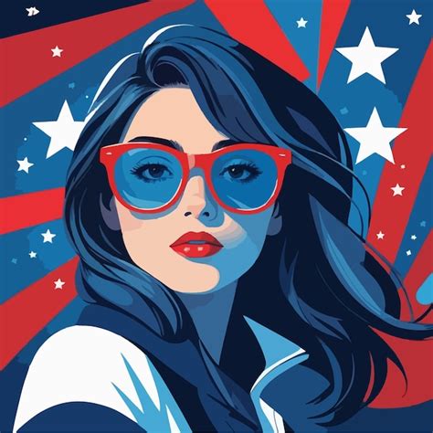 Premium Vector Independence Day 4th Of July With Beautiful American Girl
