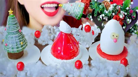 Asmr Merry Xmas Cake Eating Sounds Linh Asmr Youtube