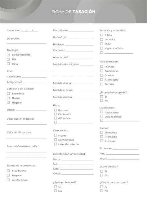 Ficha De Tasación Genérico 2 Pdf