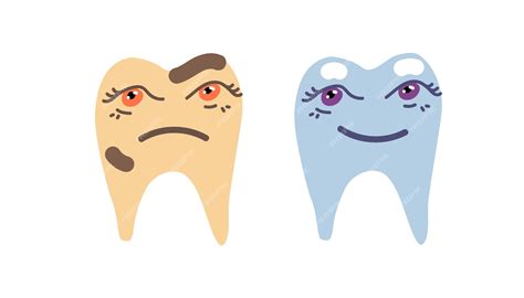 Illustration Vectorielle Un Ensemble Avec Une Dent Saine Et Joyeuse Et