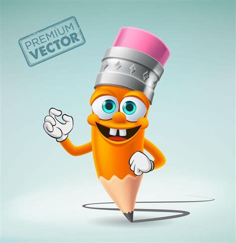 Vecteur De Dessin Animé Mignon Personnage Crayon Retour à Lécole