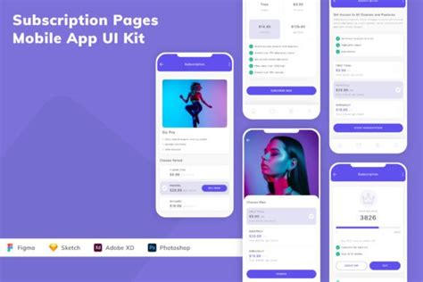 Subscription Pages Mobile App Ui Kit Graphic By Betush · Creative Fabrica