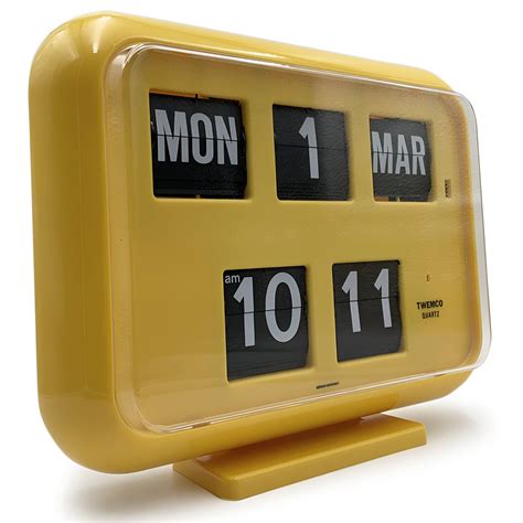 Jadco Mack Digital Flip Calendar Wall And Desk Clock Yellow 12hr Oh Clocks