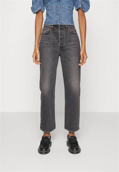 Levi's® RIBCAGE STRAIGHT ANKLE - Jeans Straight Leg - black/blue denim ...