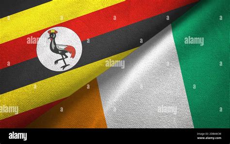 Uganda And Cote Divoire Ivory Coast Two Flags Textile Fabric Texture