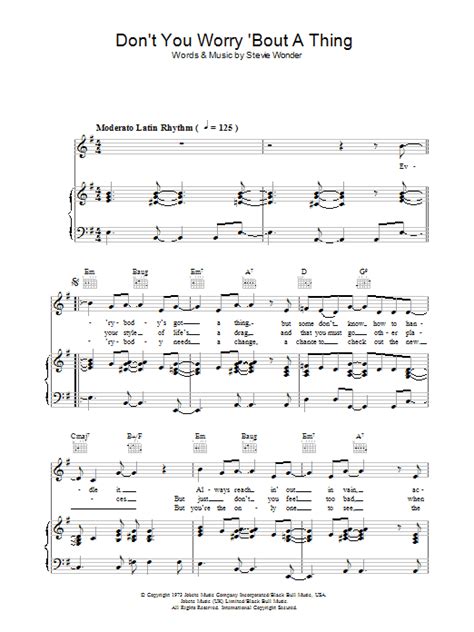 Don T You Worry Bout A Thing Sheet Music Direct