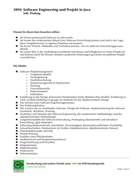 Software Engineering Und Projekt In Java