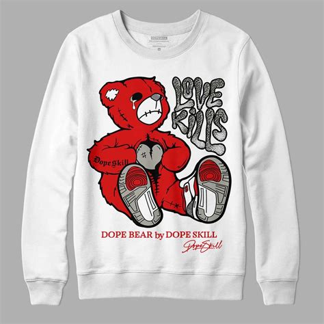 Fire Red 3s Dopeskill Sweatshirt Love Kills Graphic Sweatshirts