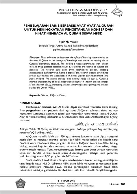 Pdf Pembelajaran Sains Berbasis Ayat Ayat Al Quran Untuk Meningkatkan