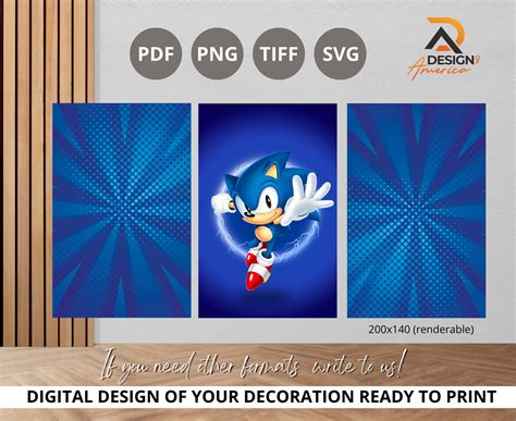Sonic Backdrop Sonic Birthday Party Decor Sonic Cutout Decor Digital