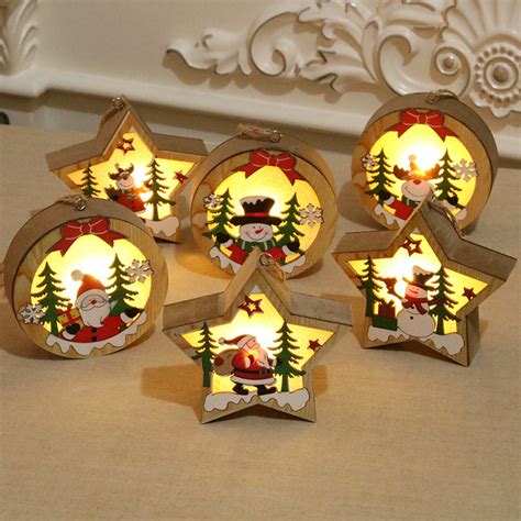 Popular Christmas Wooden Pendant With Light