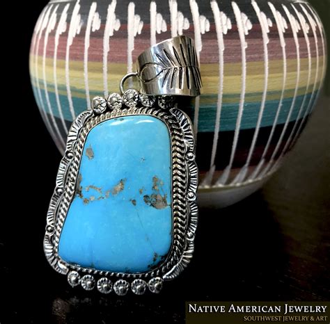 Genuine Sterling Silver Navajo Kingman Turquoise Pendant