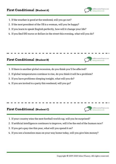 First Conditional Grammar Based Questions