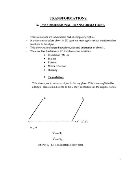 2d 3d Transformations Computer Graphics Transformations A Two