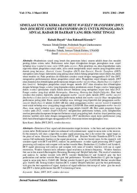 Pdf Simulasi Unjuk Kerja Discrete Wavelet Transform Dwt Dan Discrete Cosine Transform Dct