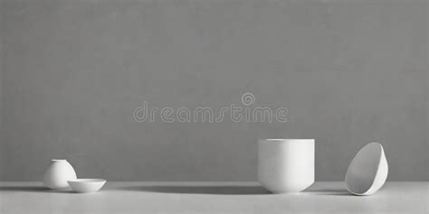 Composition Of Simple Objects Against Plain Background Ai Generative Stock Illustration