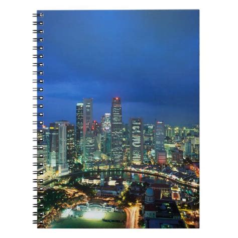 Singapore Skyline At Night Singapore Notebook Zazzle