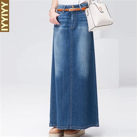 Free Shipping 2018 New Fashion Long Maxi Denim Jeans Skirt Spring And